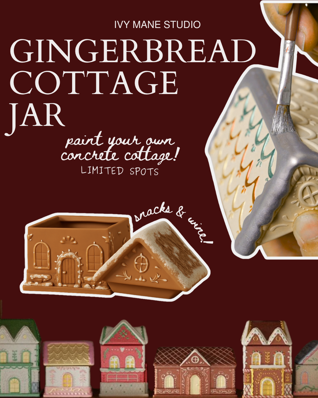 Gingerbread Cottage Jar Painting – Ivy Mane Studio